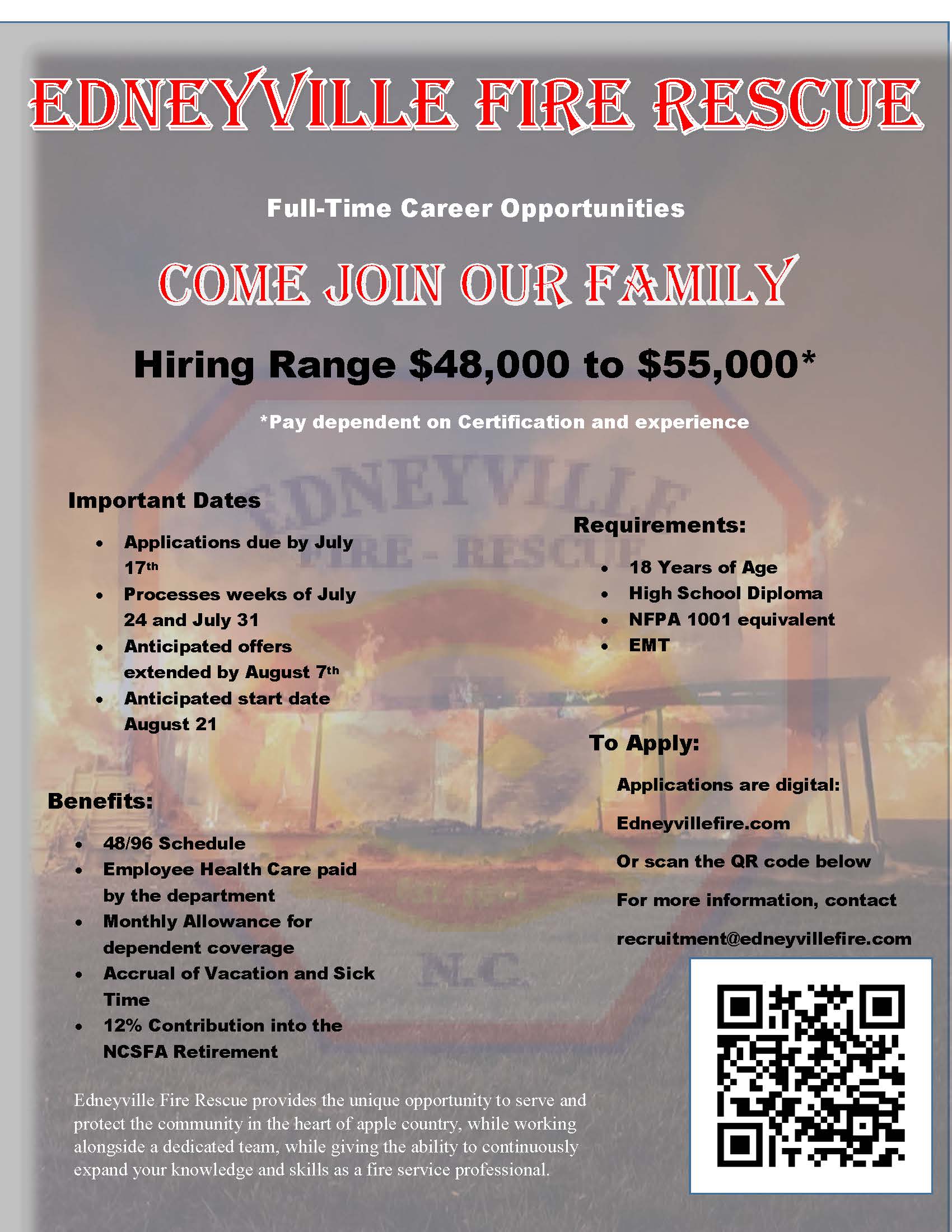 Employement Information – Edneyville Fire